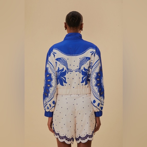 FARM Rio | Jackets & Coats | Farm Rio Blue Artisanal Embroidered ...